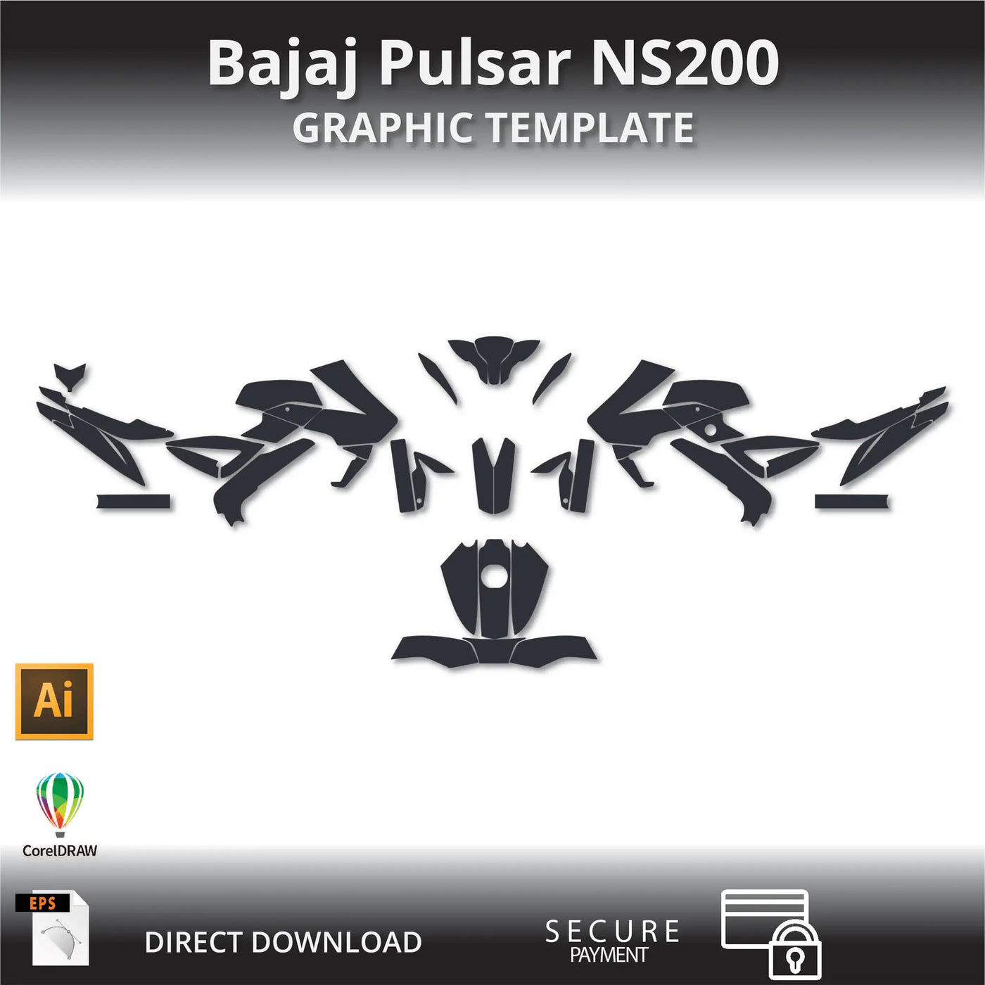 Bajaj Pulsar NS200 Vector Graphic Template | High-Quality Design ...