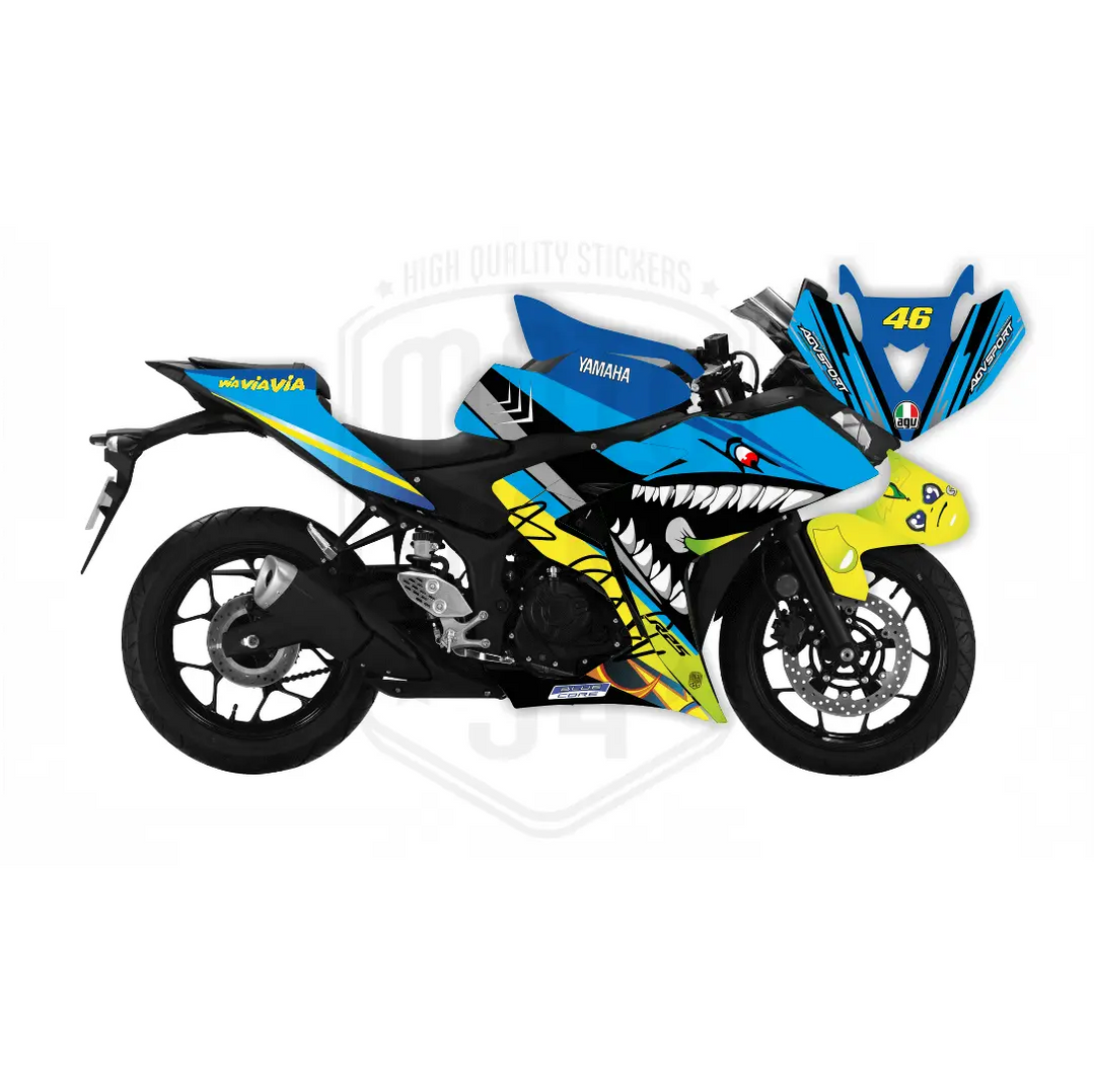 Yamaha R25 Rossi Shark Graphic Kit | Bikerz Kingdom